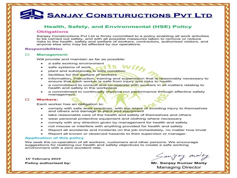 Quality & Safety – Home | Sanjay Constructions
